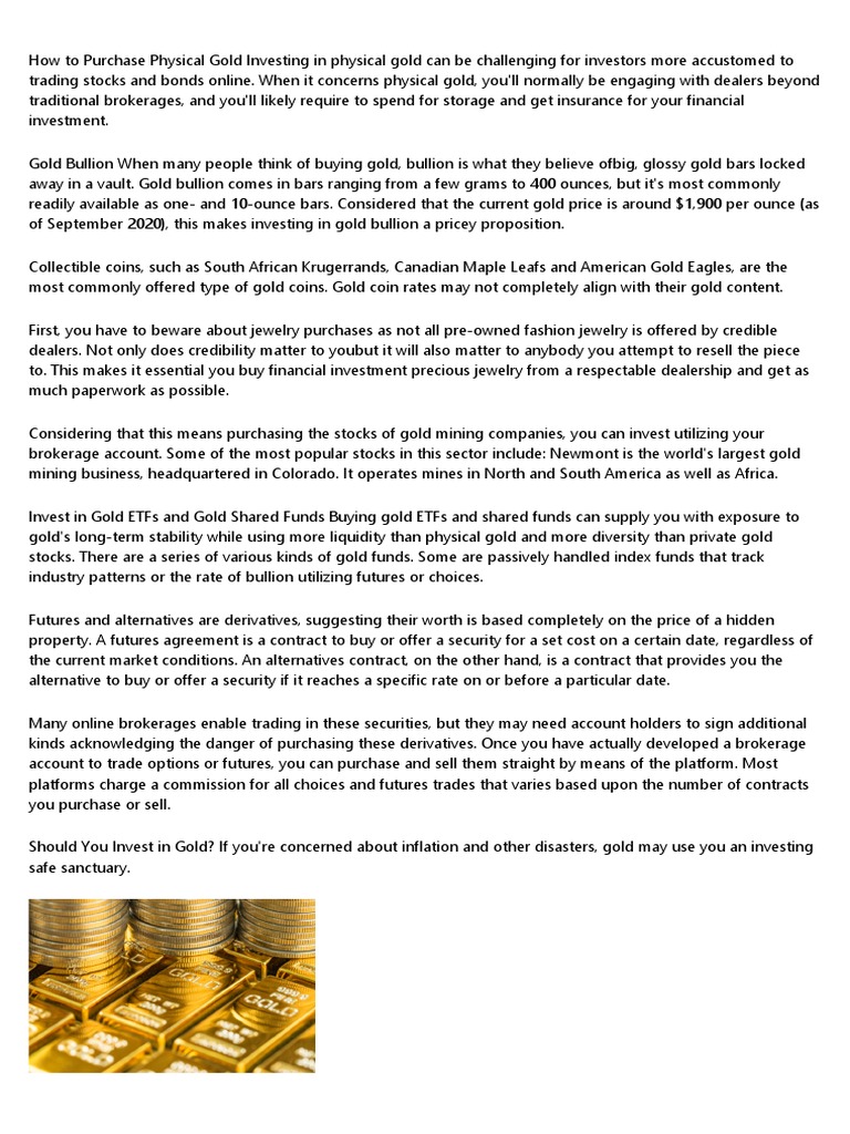307442how To Invest in Gold and Silver: A Beginner's Guide 2021 | PDF ...