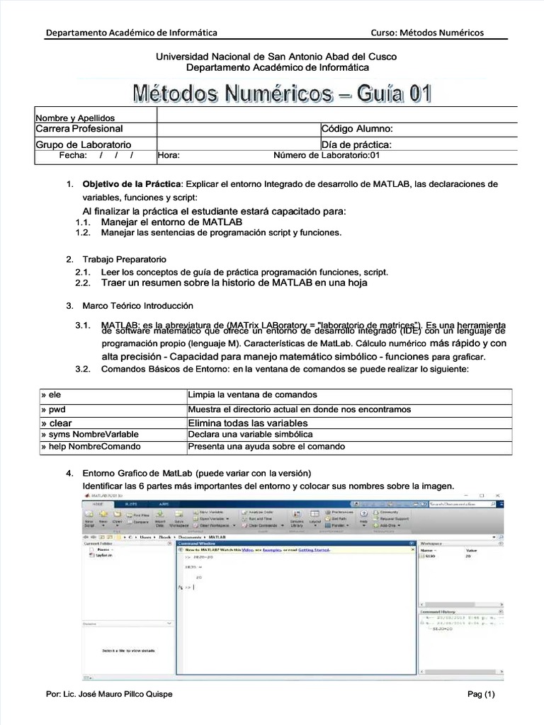Departamento Academico Informatica Unsaac Matlab Download Grátis Pdf 