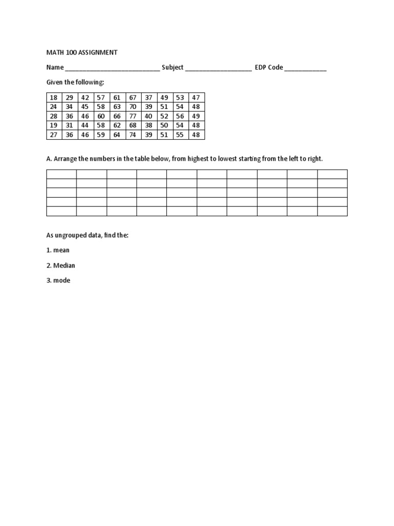 Math 100 Assignment 10-19-20 | PDF
