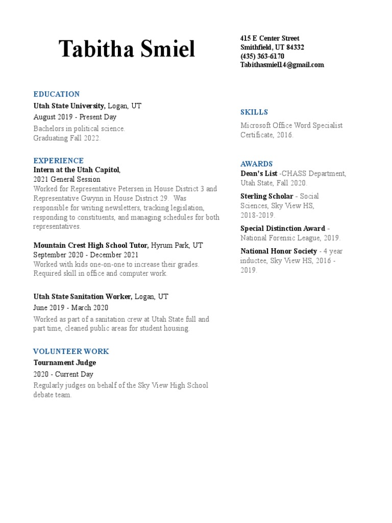 Resume Tabitha Smiel 3 | PDF