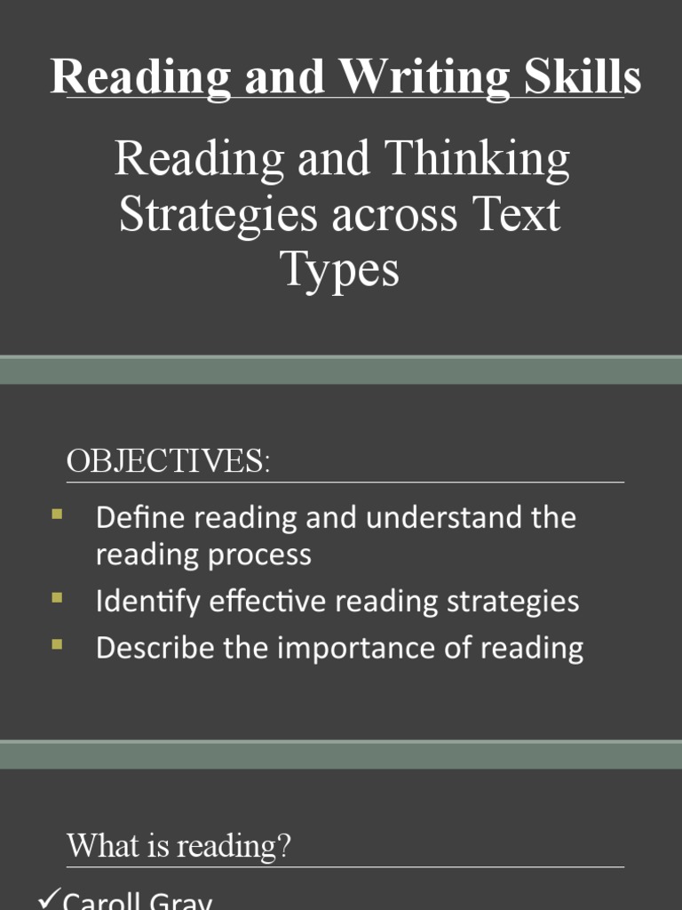 Lesson 1 Reading and Thinking Strategies | PDF | Imagination | Speed ...