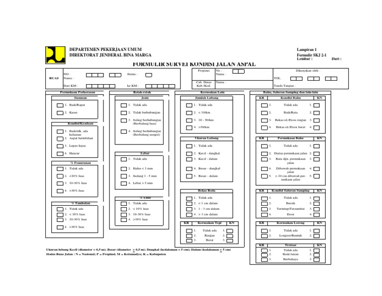 Form Survei SDI Jalan Aspal | PDF