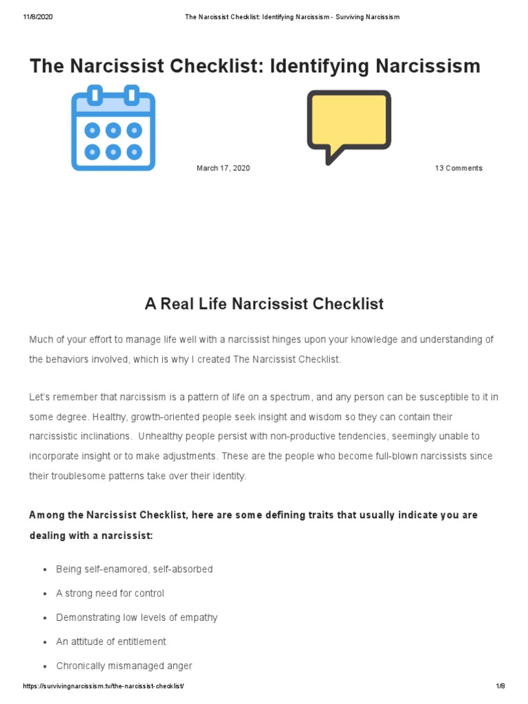 The Narcissist Checklist Explained | PDF | Narcissism | Human Nature