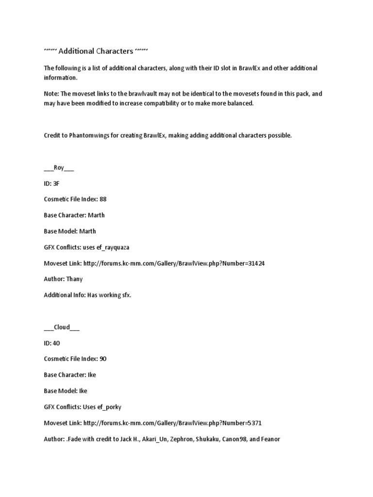 4 Additional Characters With BrawlEx | PDF | Nintendo Games | Nintendo