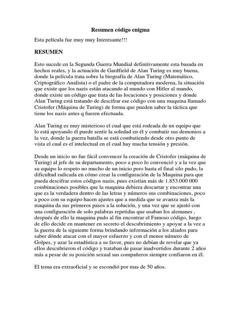 Resumen Código Enigma | PDF