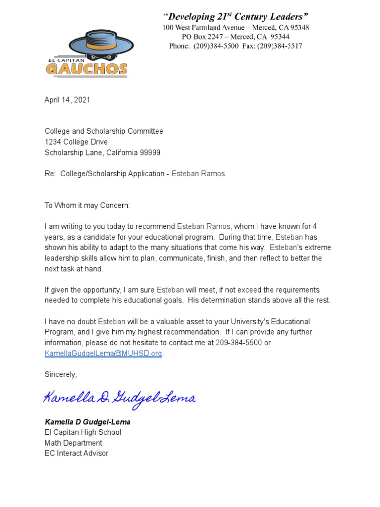 Letter of Rec | PDF