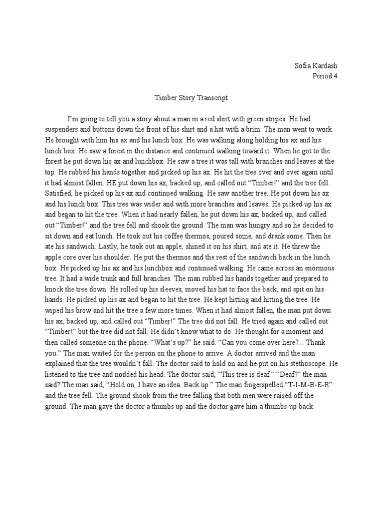 Timber Story Transcript | PDF