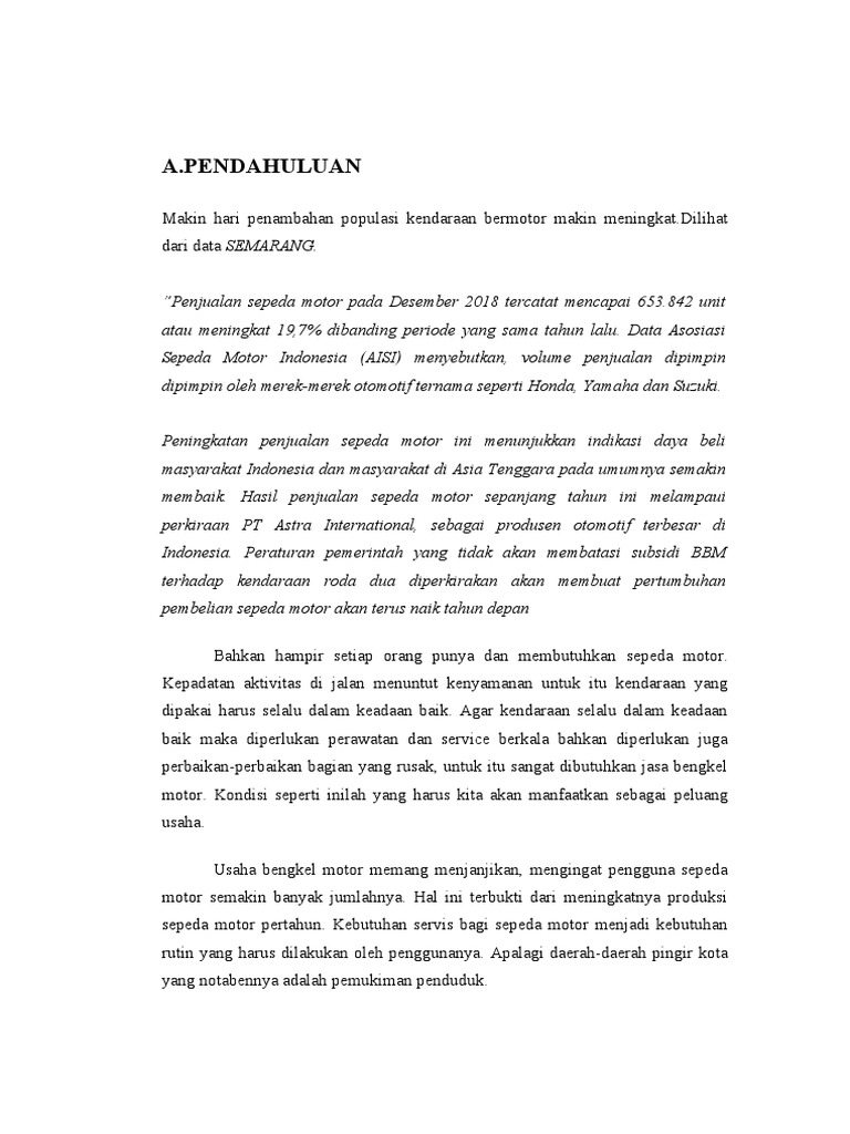 Contoh Proposal Usaha Bengkel Motor | PDF
