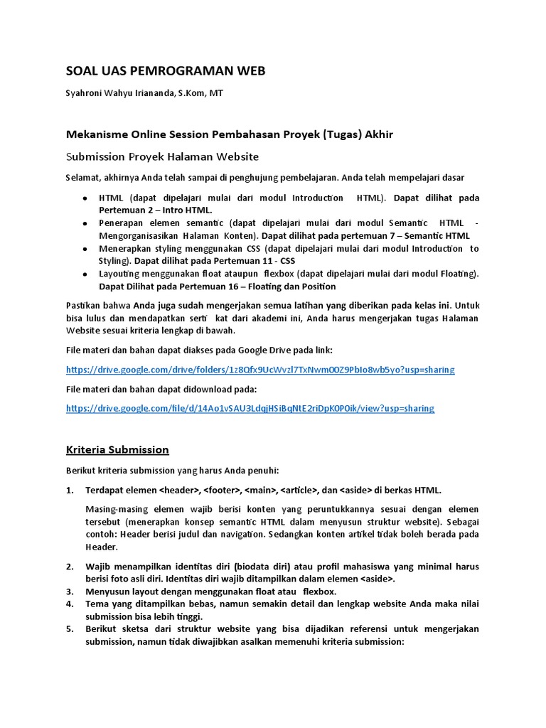 Soal Uas Web HTML CSS JS | PDF