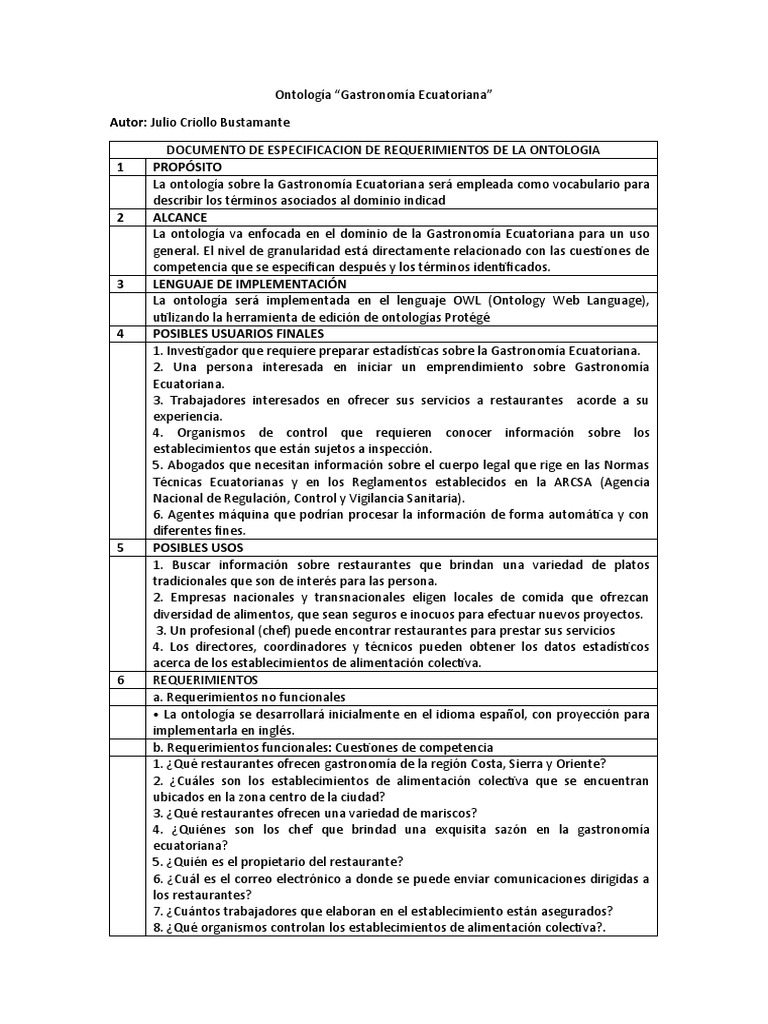 Ontología Gastronomia | PDF | Ontología (Ciencias de la información ...