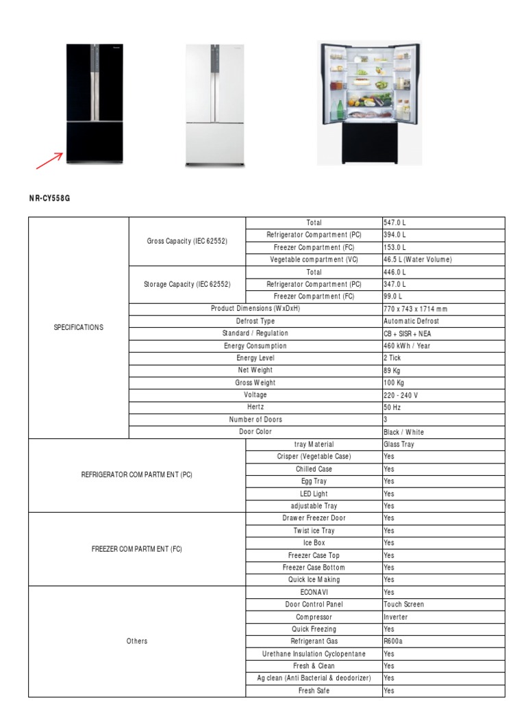 Refrigerator Specs for Buyers | PDF | Refrigerator | Heating ...