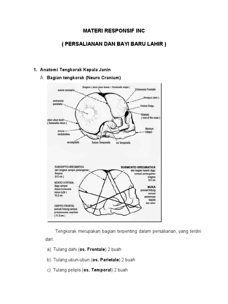 Materi INC (Anatomi Tengkorak Kepala Janin, Mekanisme Persalinan, Tanda ...