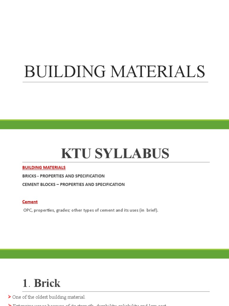 Basic Civil - Module 2 - Construction Materials | PDF | Cement | Brick