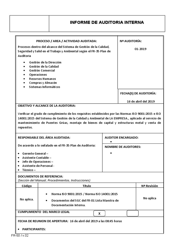 Informe de Auditoria Interna SIG | PDF | Sistema de manejo de calidad | Auditoría