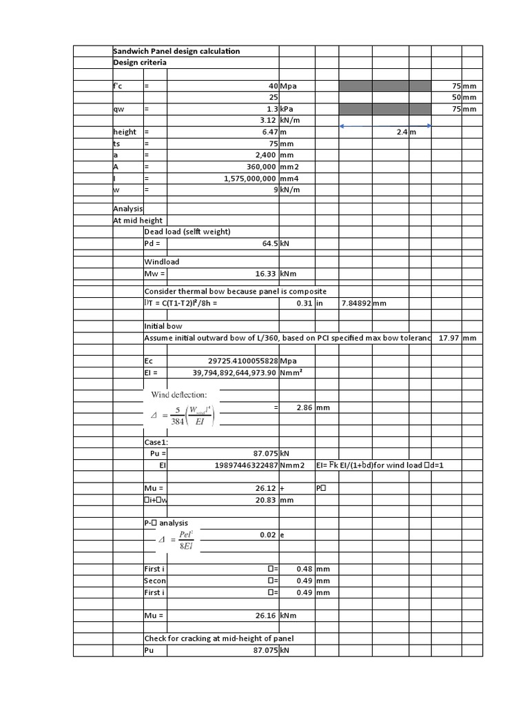 Sandwich Panel Design Calculation Design Criteria | PDF | Economic ...