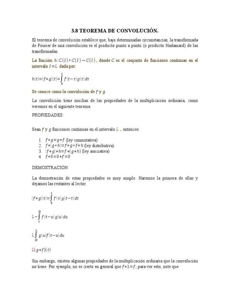 Teorema de Convolución y Propiedades | PDF | Funciones y mapeos ...