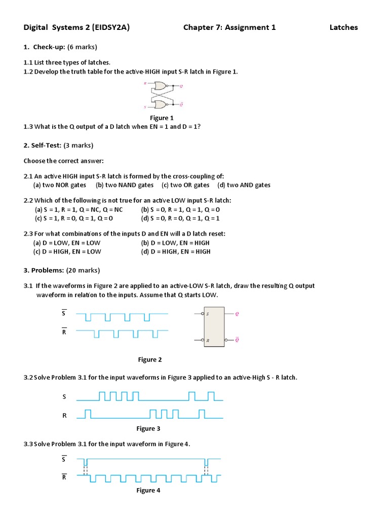Digital Systems 2 - Chapter 7 - Assignment 1 - Latches | PDF | Digital ...