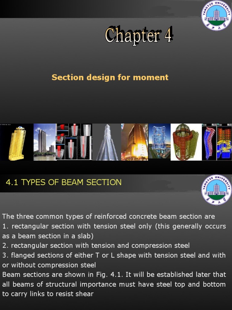 Chapter 4 Section Design For Moment | PDF | Beam (Structure) | Bending