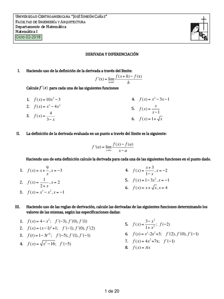 Guia Derivadas y Sus Aplicaciones | PDF | Tangente | Derivado
