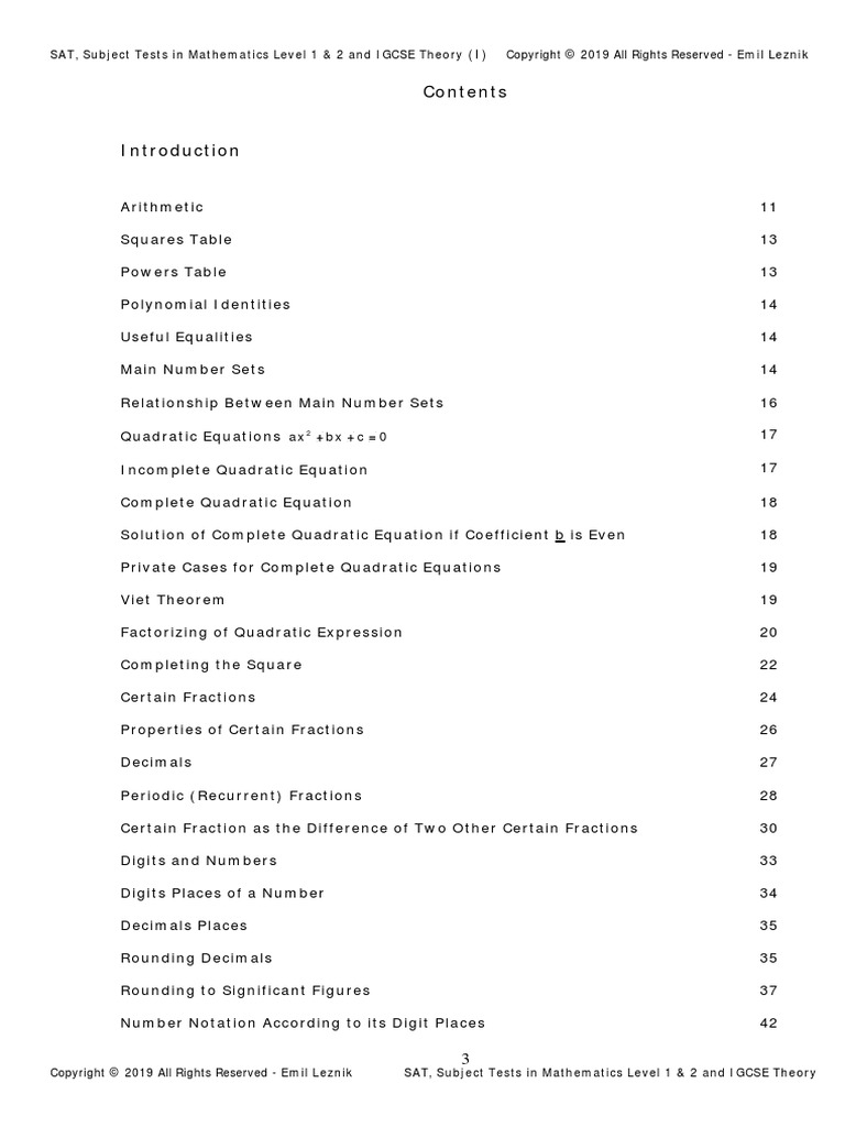 PART I (SAT Theory) | PDF | Numbers | Subtraction