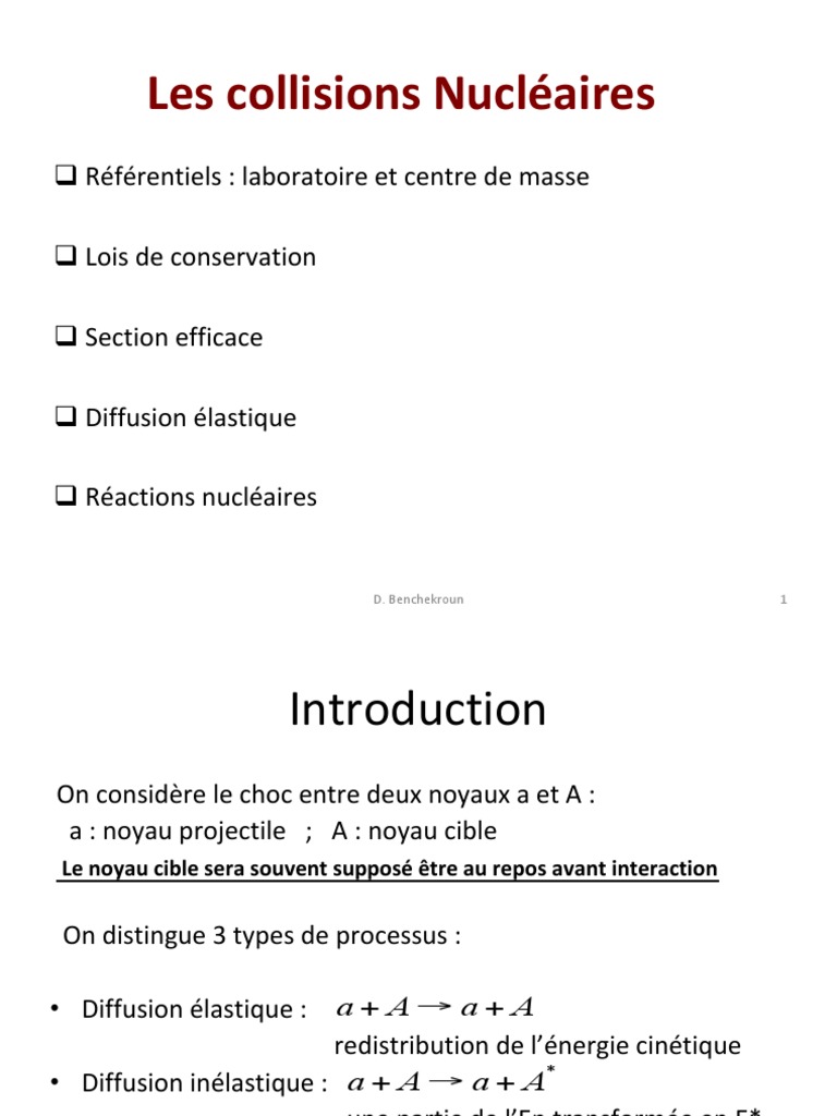 Section Efficace en Collisions Nucléaires | PDF | Section efficace ...