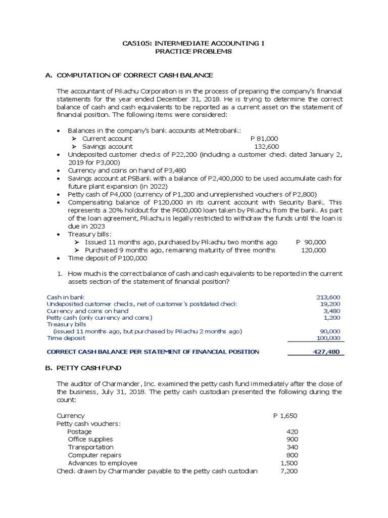 Intermediate Accounting Practice Problems | PDF | Bad Debt | Present Value
