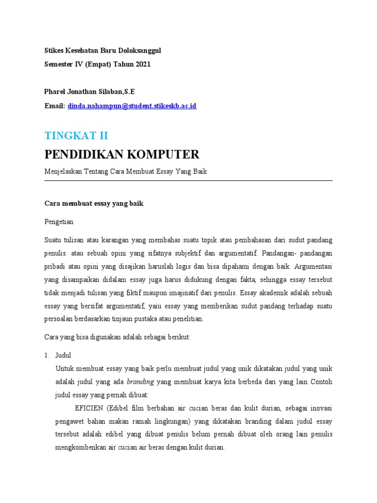 Cara Membuat Essay Yang Baik | PDF