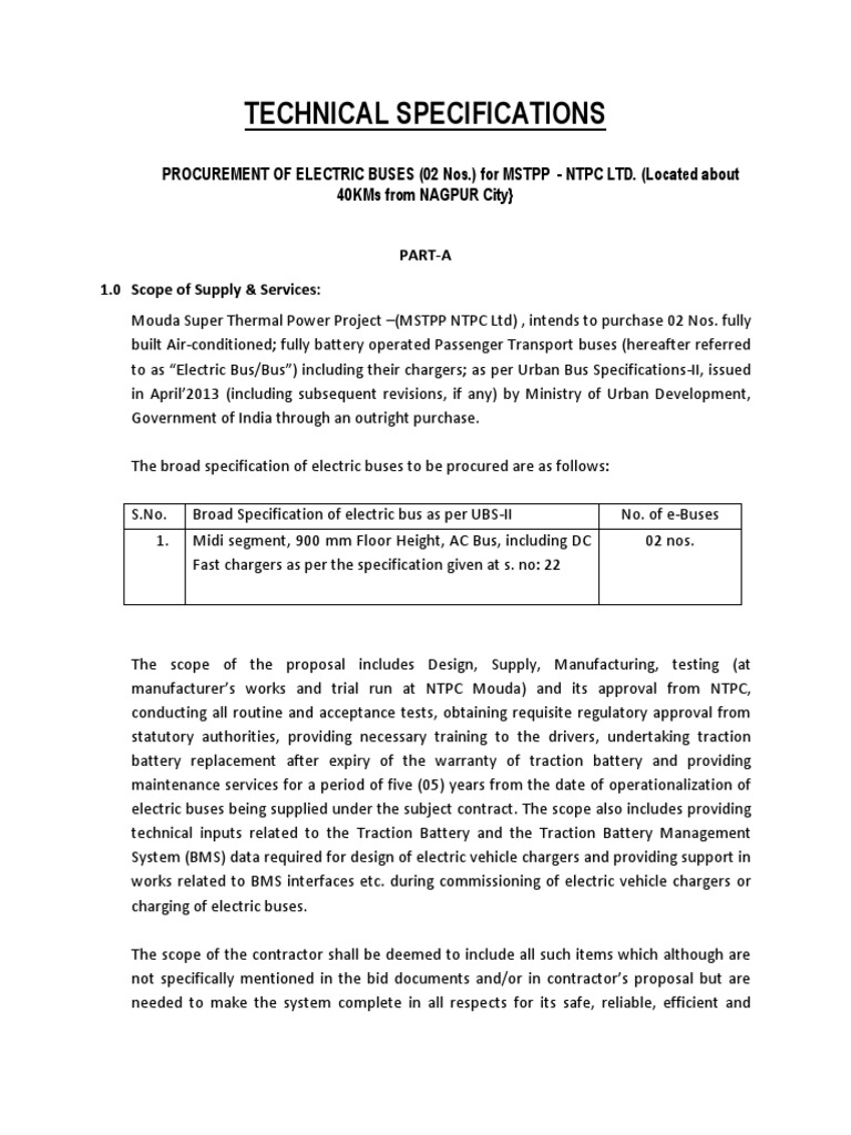 Procurement of Electric Buses for MSTPP | PDF | Battery Charger | Bus