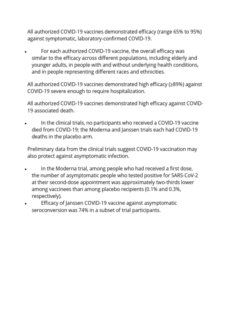 Summary of Vaccine Efficacy Estimates For Authorized COVID-19 Vaccines ...