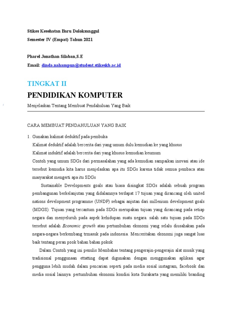 Membuat Pendahuluan Essay Dan Kti Yang Baik Pdf