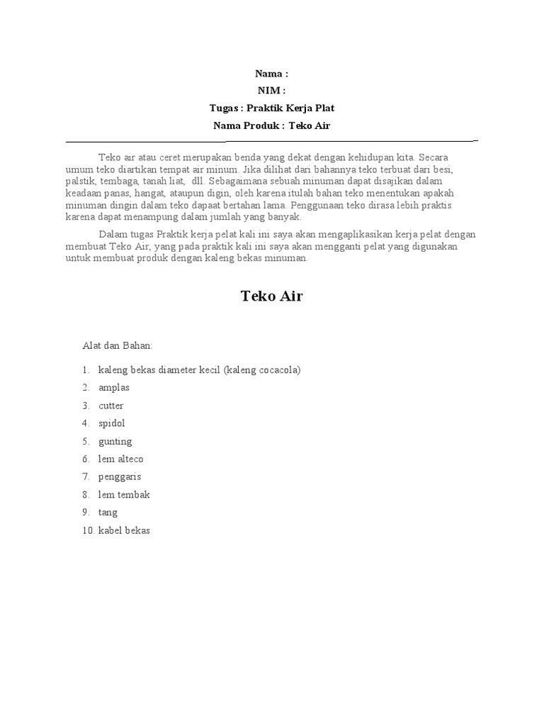 Laporan Membuat Teko Air | PDF