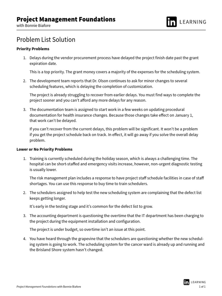 Problem List Solution | PDF | Project Management | Business