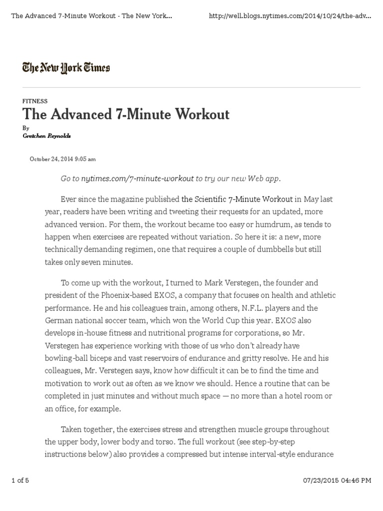 Advanced 7 Minutes Workout | PDF | High Intensity Interval Training ...