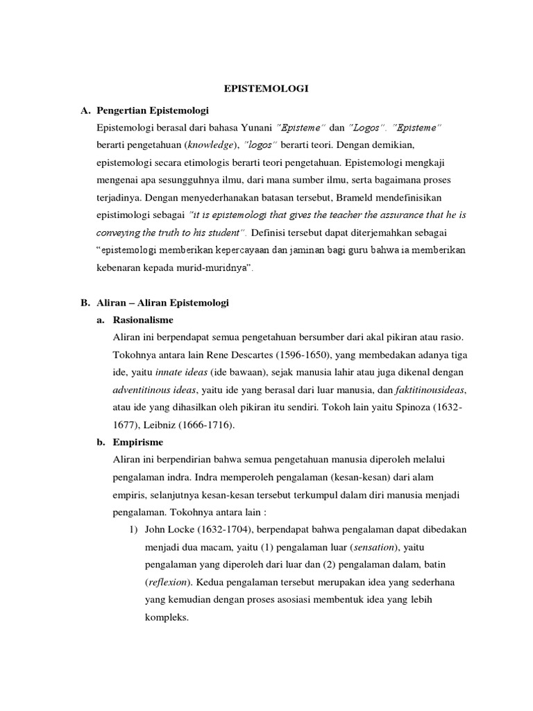 EPISTEMOLOGI | PDF | Filsafat