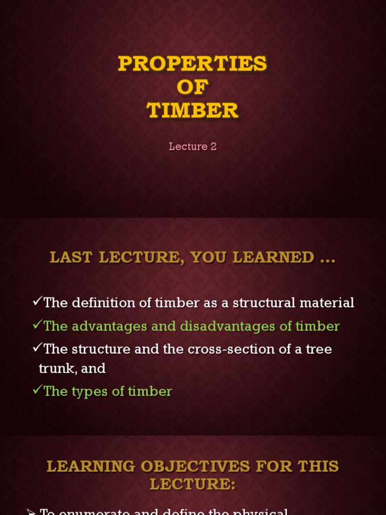 CE133 4 - LEC2 - Physical Properties of Timber | Download Free PDF ...