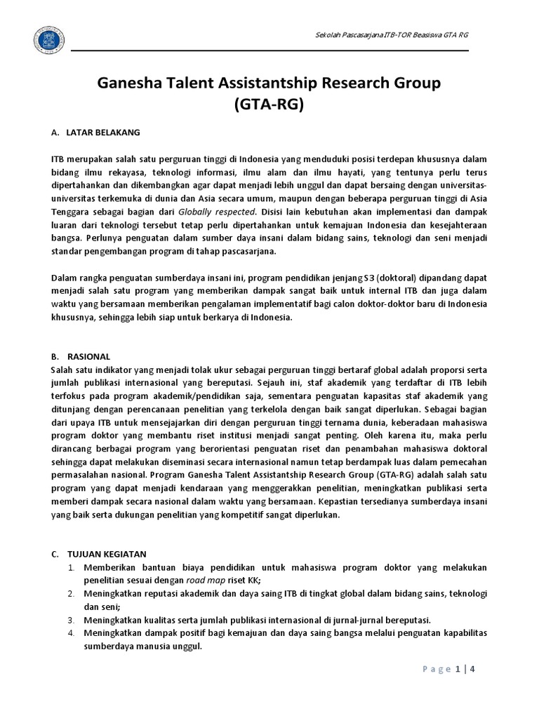 00 - Beasiswa 2020-11-06 TOR GTA RG | PDF