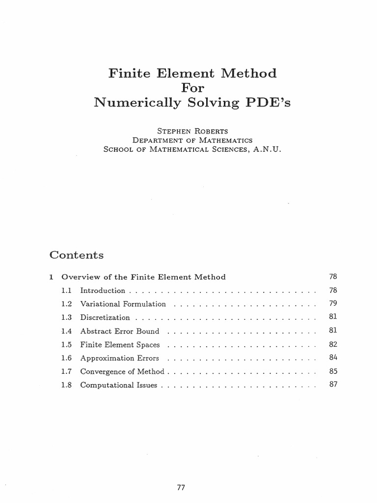 Finite Element Method For Numerically Solving PDE's | PDF | Finite ...