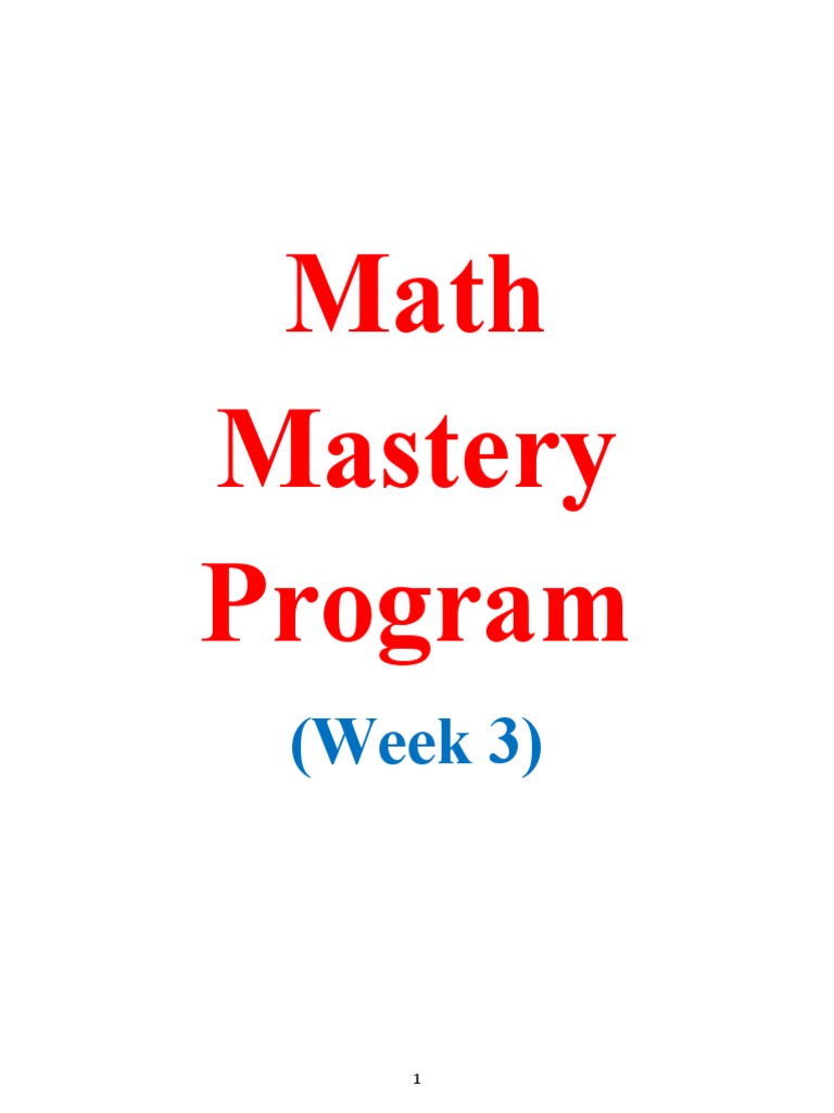 Math Mastery Program: (Week 3) | PDF