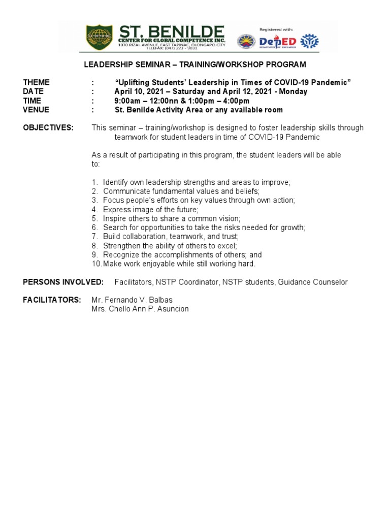 Leadership Seminar for Student Leaders | PDF | Leadership | Human Nature