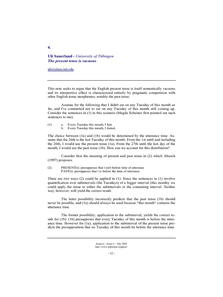 The Present Tense Is Vacuous | PDF