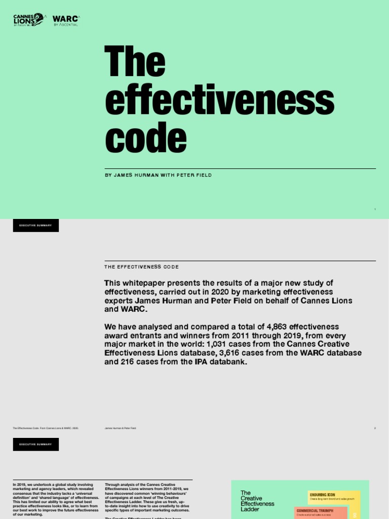 The Effectiveness Code - Cannes LIONS & WARC | PDF | Brand | Sales