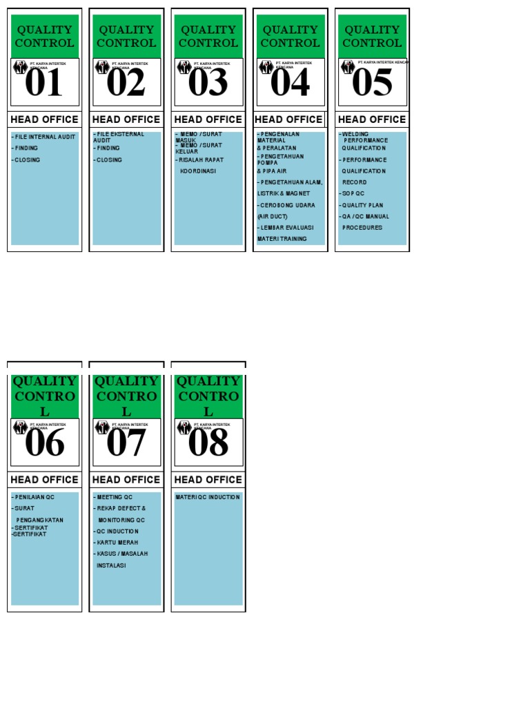 Penomoran Ordner QC Head Office Contoh | PDF | Electric Heating | Welding