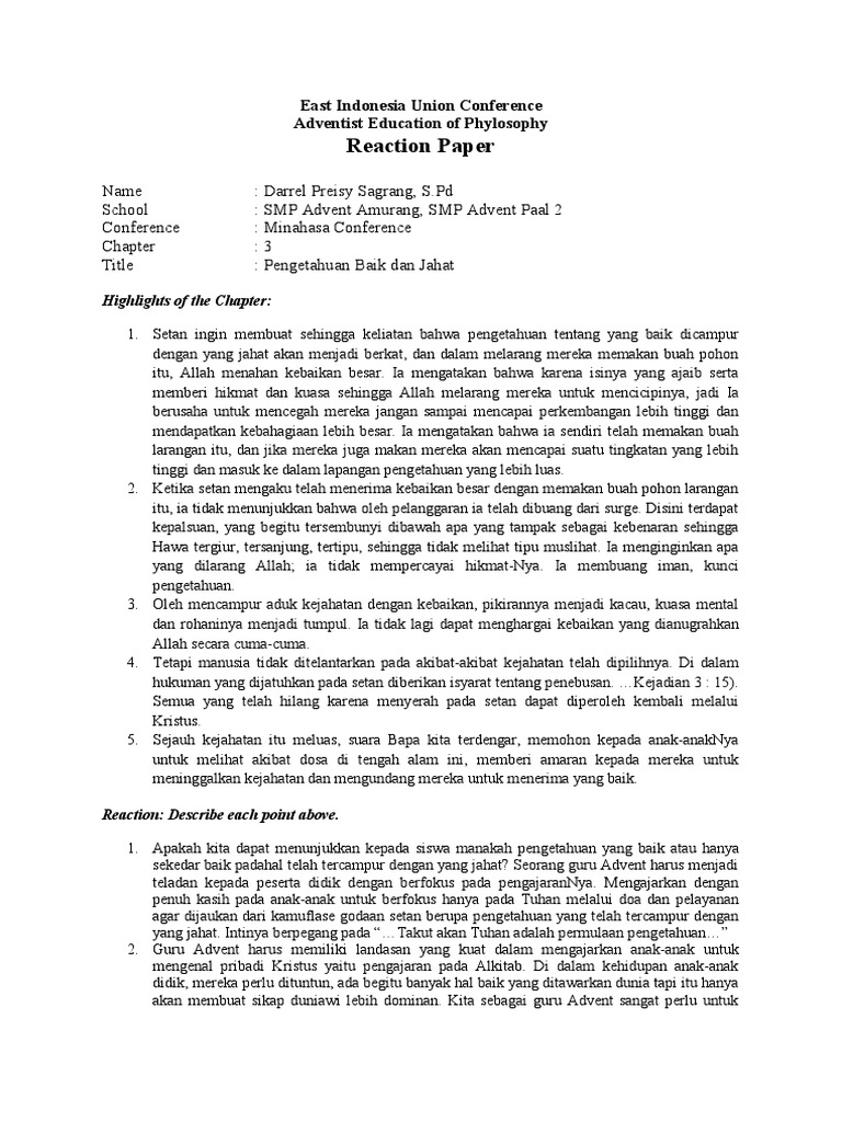 Chapter 3 "Pengetahuan Baik Dan Jahat" | PDF