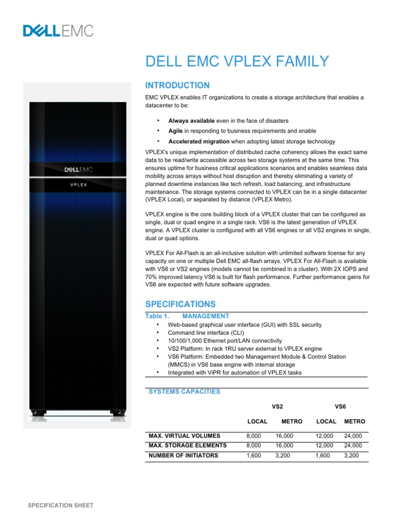 Dell EMC VPLEX For All-Flash | PDF | Solid State Drive | Data Center