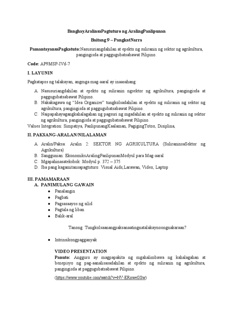 Lesson Plan Aralin Panlipunan | PDF