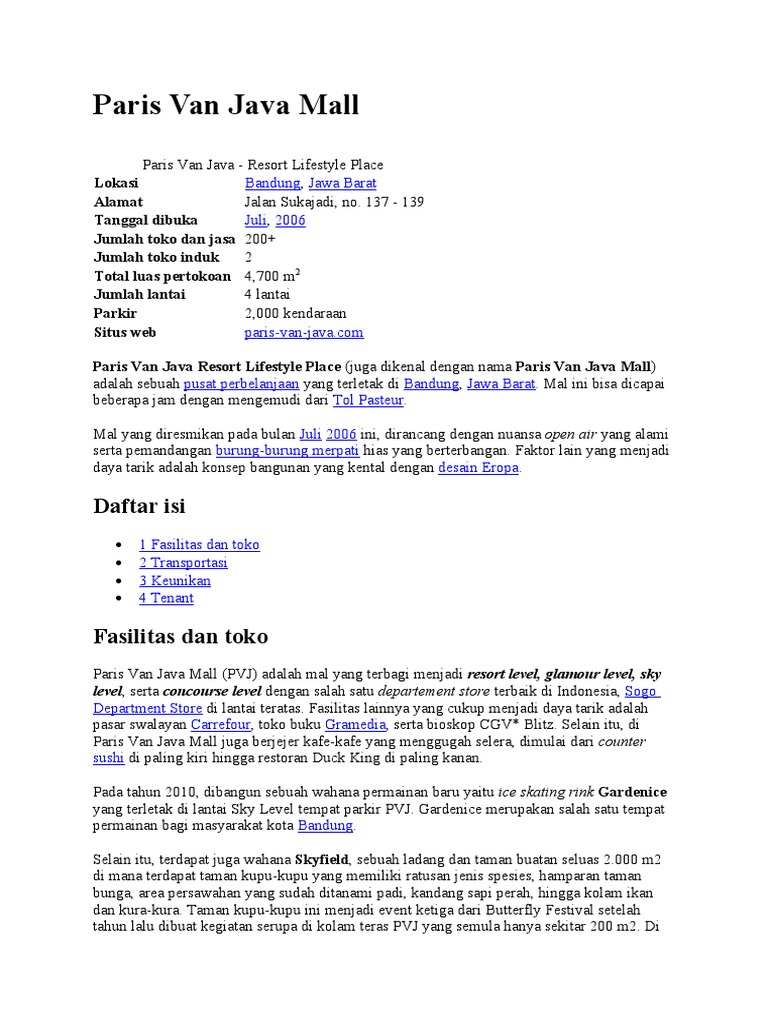 Paris Van Java Mall | PDF
