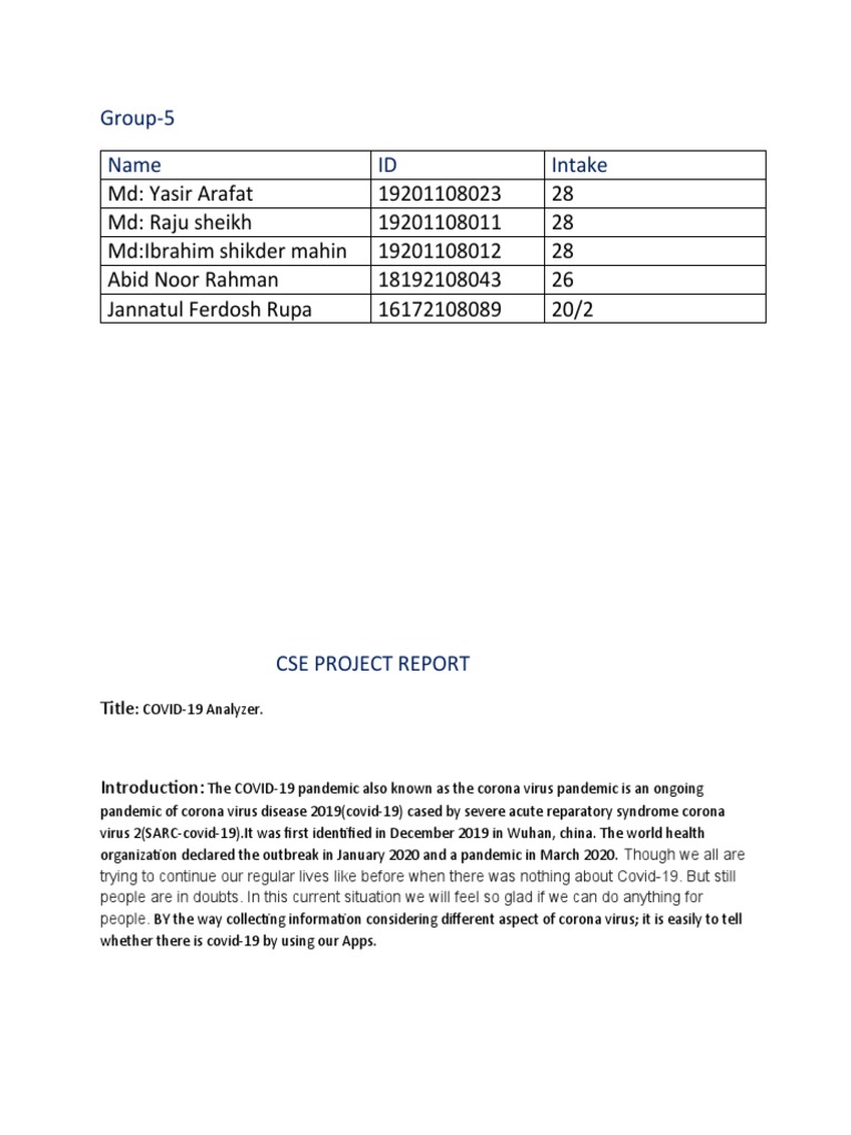 Cse Project Report | PDF
