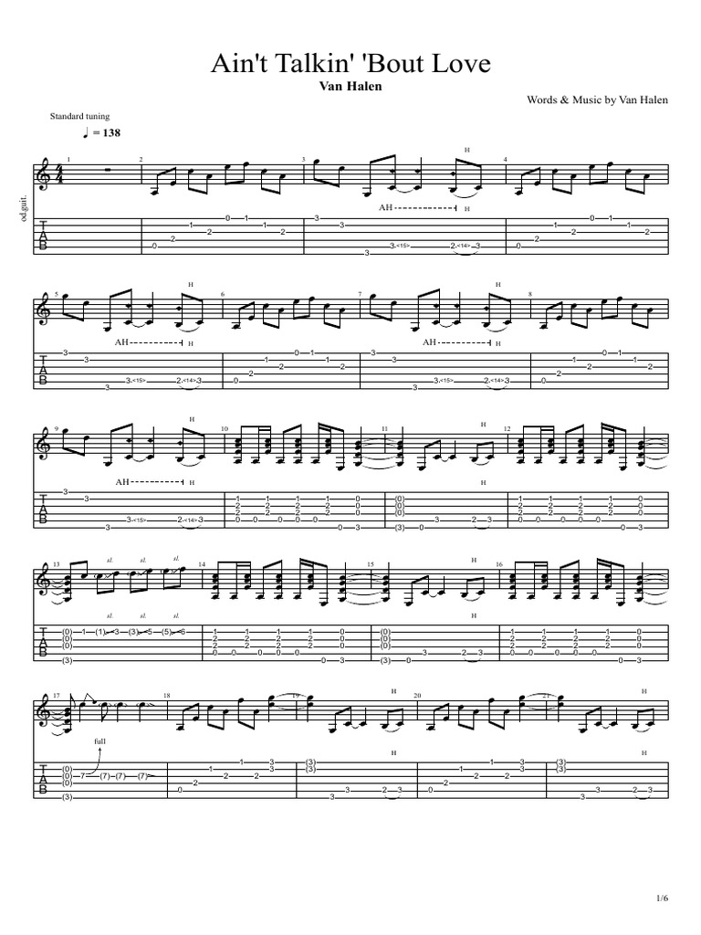 Ain't Talkin' 'Bout Love Tabs & Lyrics | PDF | Glam Rock