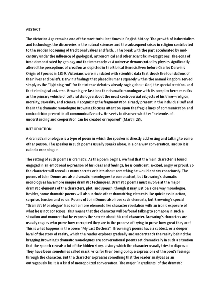 Dramatic Monologue | PDF | Charles Darwin | Robert Browning
