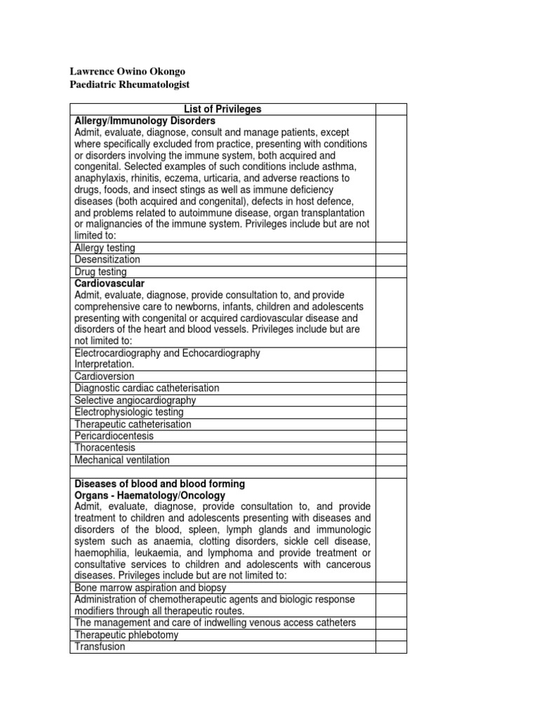 Lawrence Owino's Pediatric Privileges | PDF | Neonatal Intensive Care ...